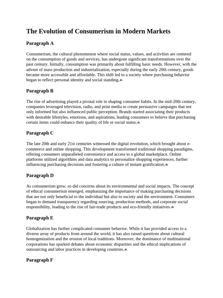 The Evolution of Consumerism in Modern Markets | PDF | Consumerism ...