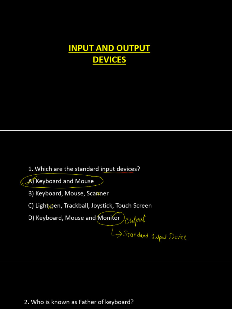INPUT OUTPUT DEVICES MCQ | PDF