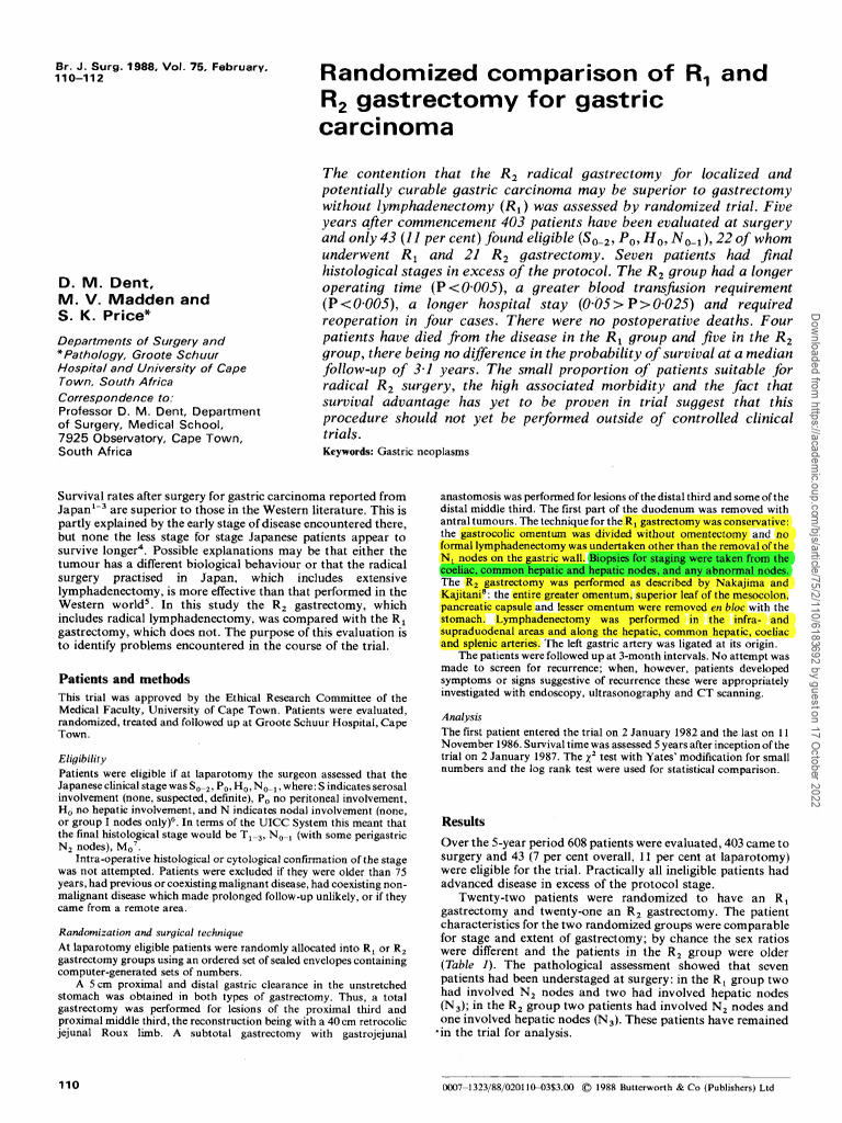 R1 vs R2 Gastrectomy for Gastric Cancer | PDF | Stomach | Medical ...