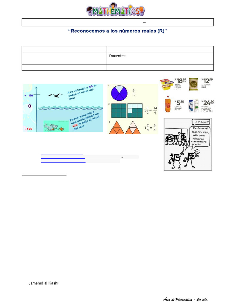 Guia de Actividades N01 - Numeros Reales - 5to 2025 | PDF | Número racional | Decimal