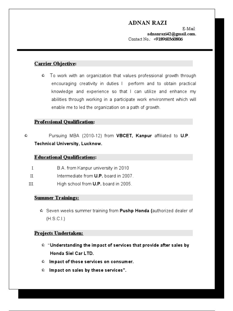 Carrier Objective:: Adnan Razi | PDF