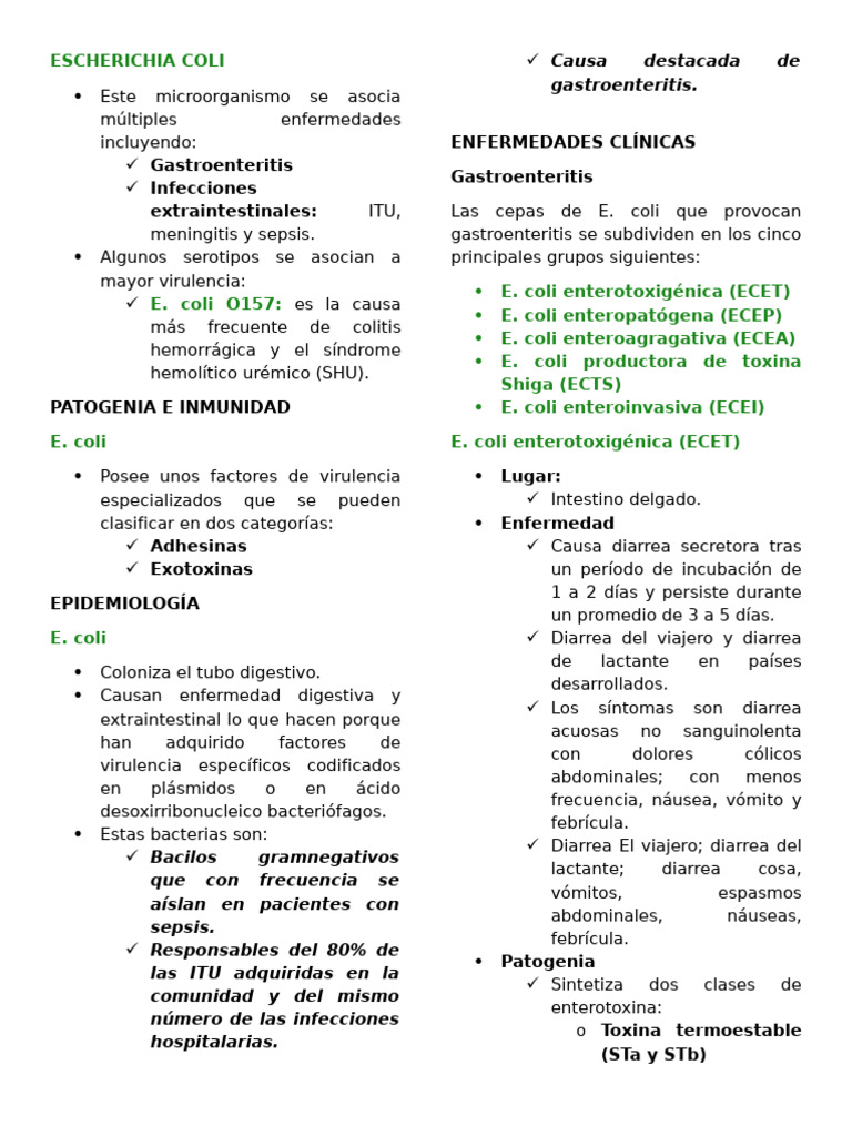 Escherichia Coli | PDF | Escherichia coli | Diarrea