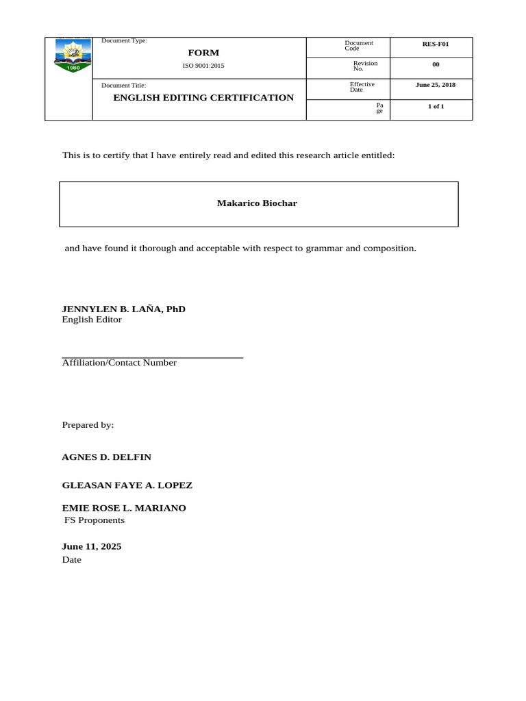Res f01 Certification English Editing | PDF