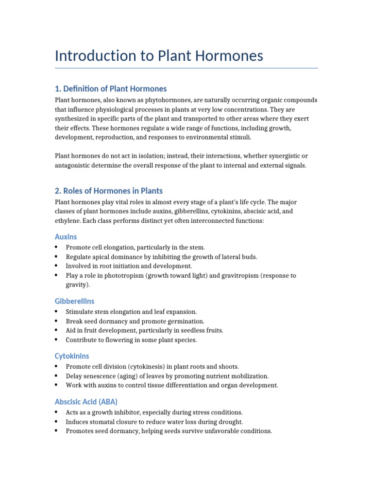 Introduction To Plant Hormones | PDF | Plant Hormone | Auxin