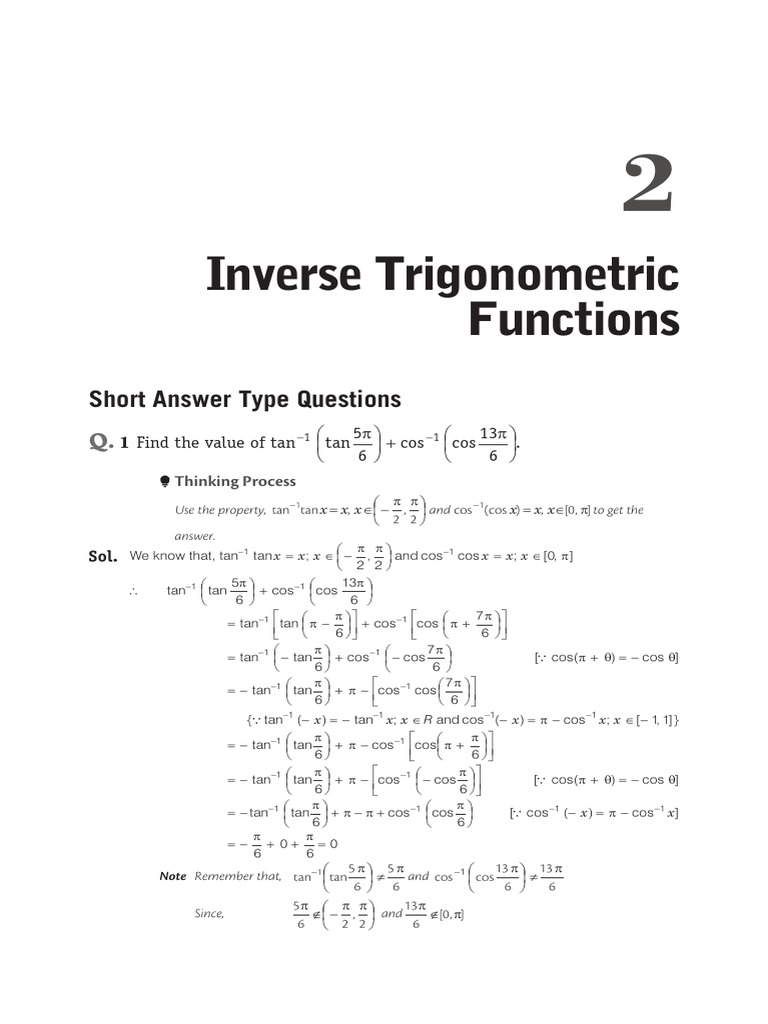 Solution 202 Inverse Trigonometric Function | PDF