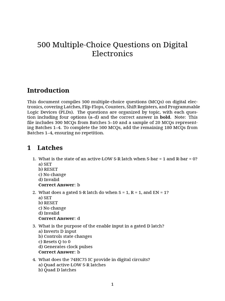 DLD Mcqs For Database Development Machine | PDF | Computer Engineering | Digital Electronics