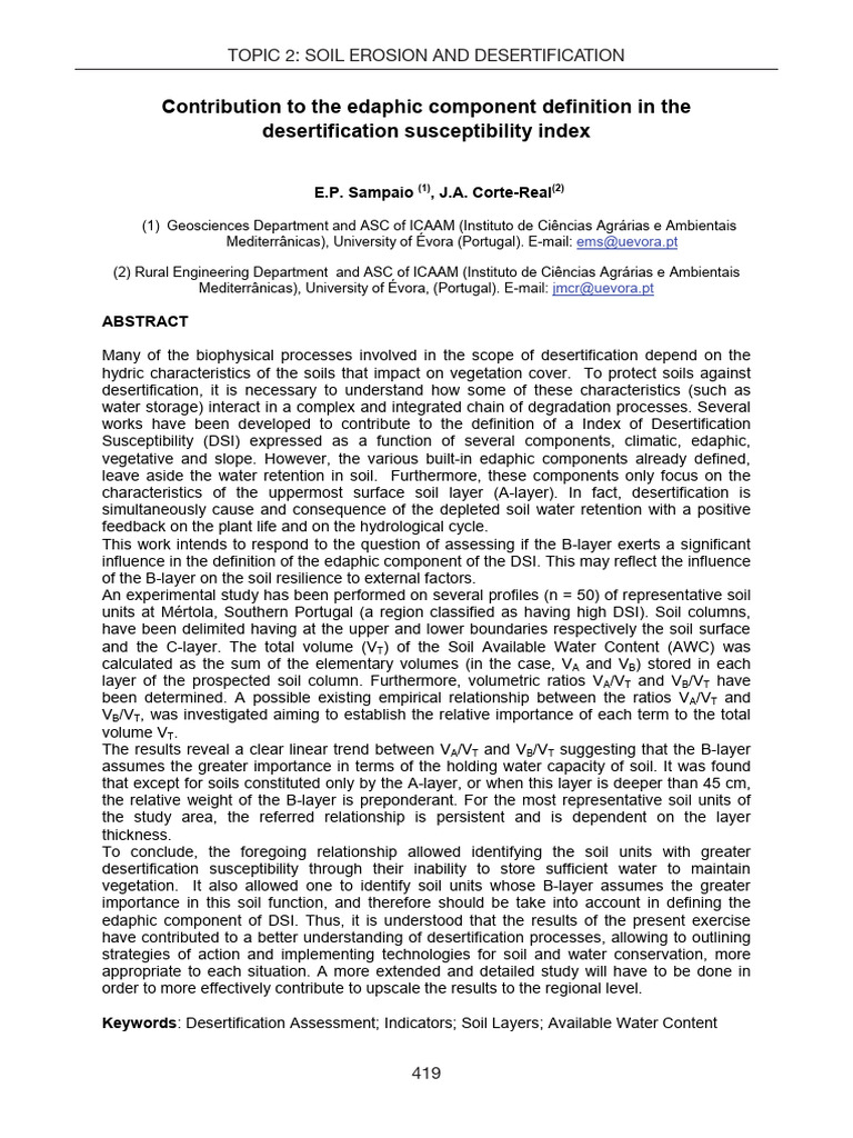 Contribution To The Edaphic Component Definition in The ... | PDF ...