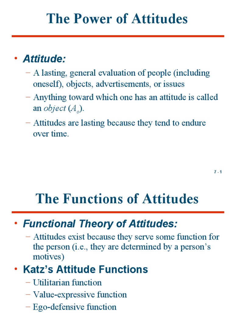 Functions of Attitudes in Psychology | PDF | Attitude (Psychology ...