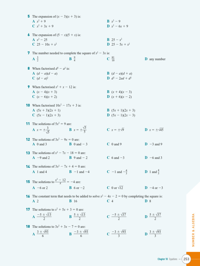 Algebraic Equations and Factorization | PDF | Mathematics | Algebra