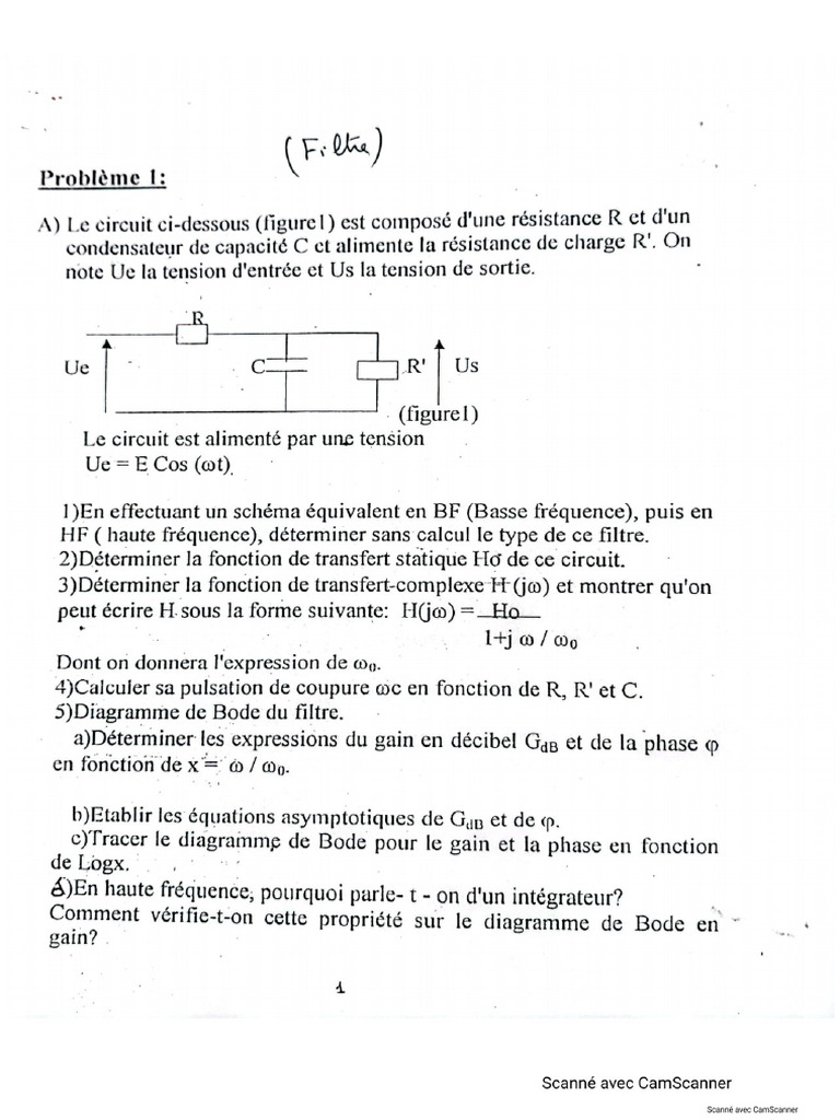Filtres Passifs Et Amplificateur Opérationnel | PDF