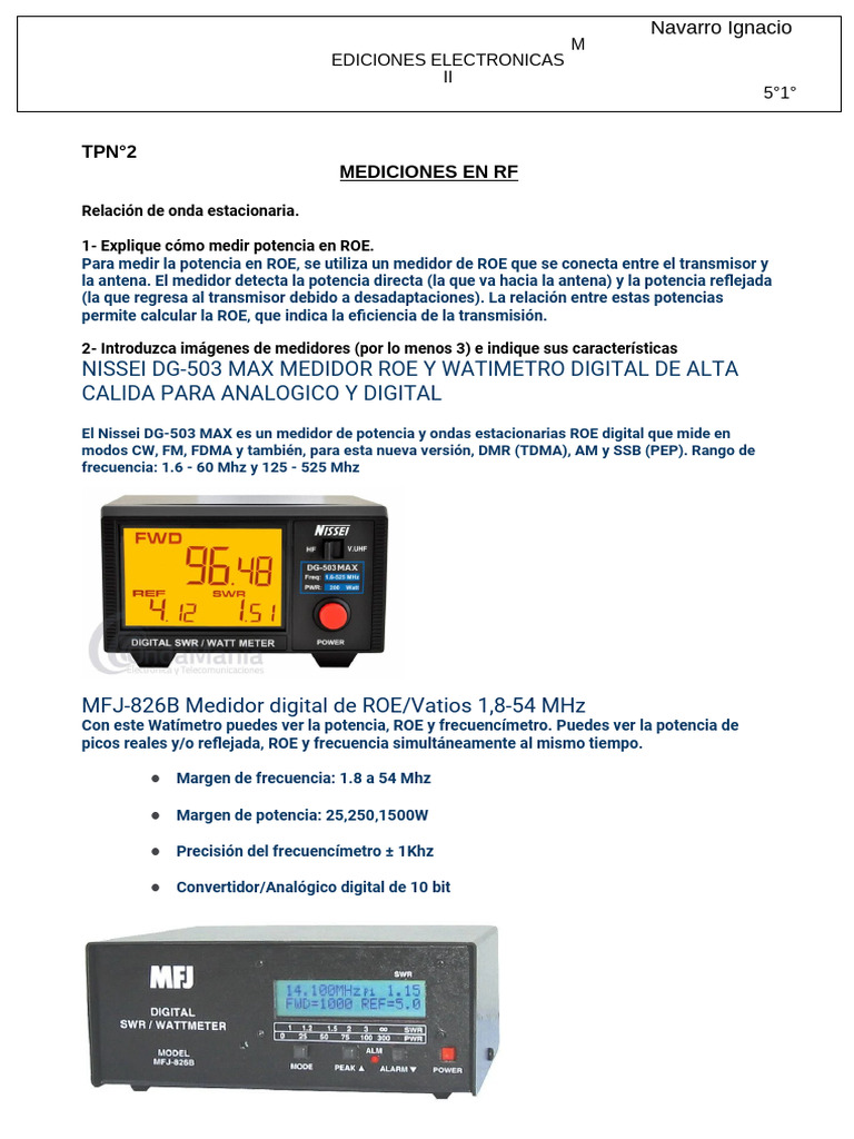 TPN 2 Mediciones de Radio | PDF | Antena (Radio) | Cable coaxial