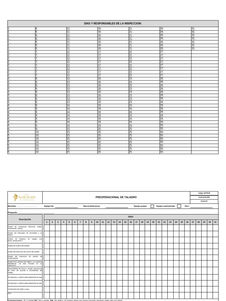 Sstfr-056 Preoperacional de Taladro | PDF