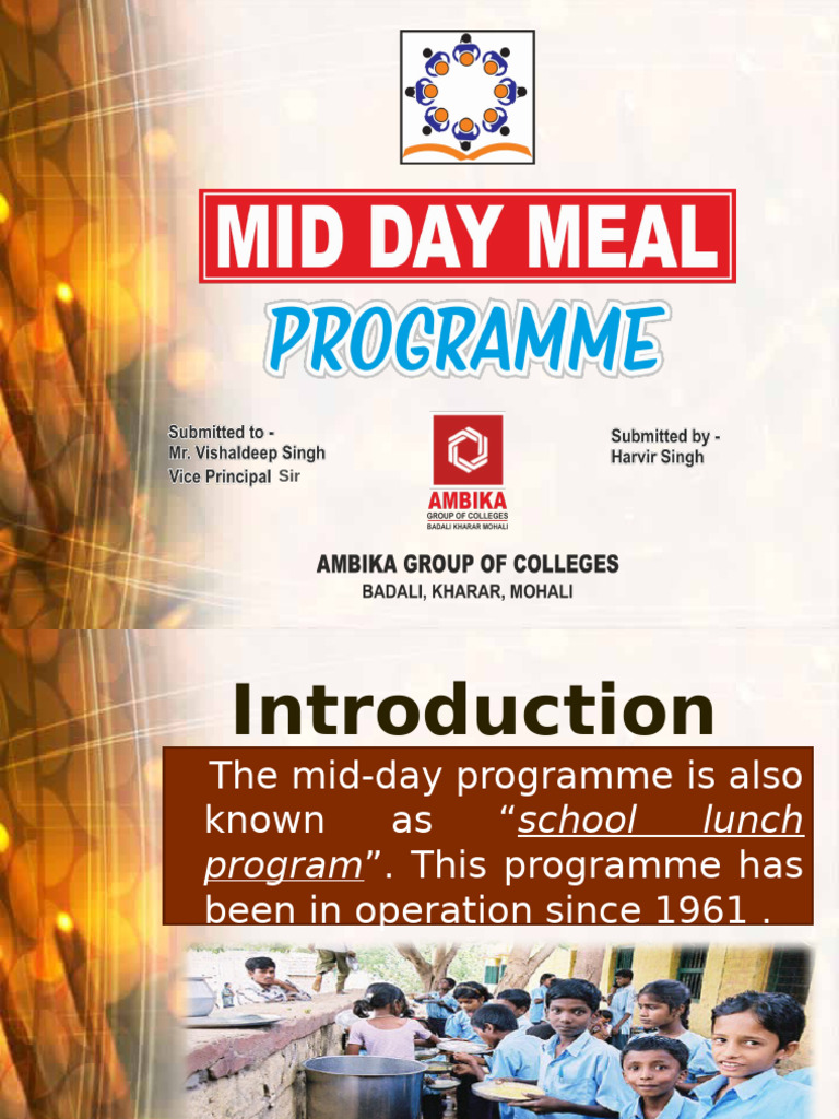 Mid Day Meal Program | PDF | School Meal | Nutrition