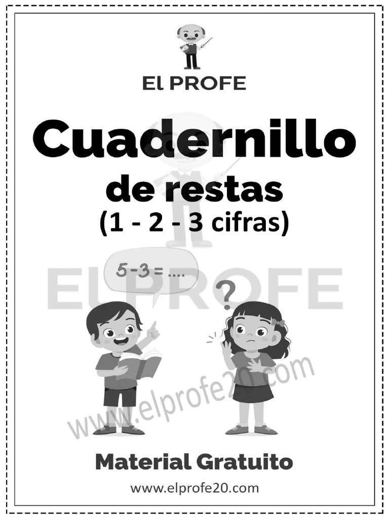 Cuadernillo de Restas de Uno Dos Tres Cifras Gratis Elprofe20 | PDF