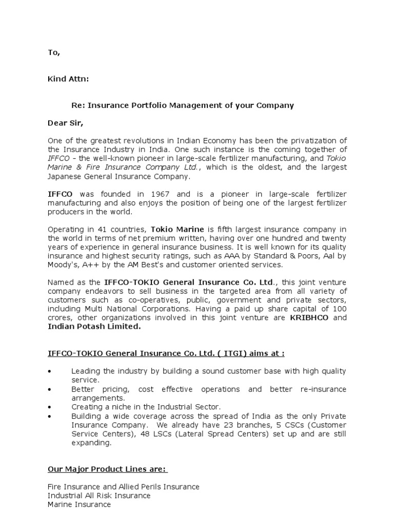 Introduction Letter1 | PDF | Property Insurance | Insurance