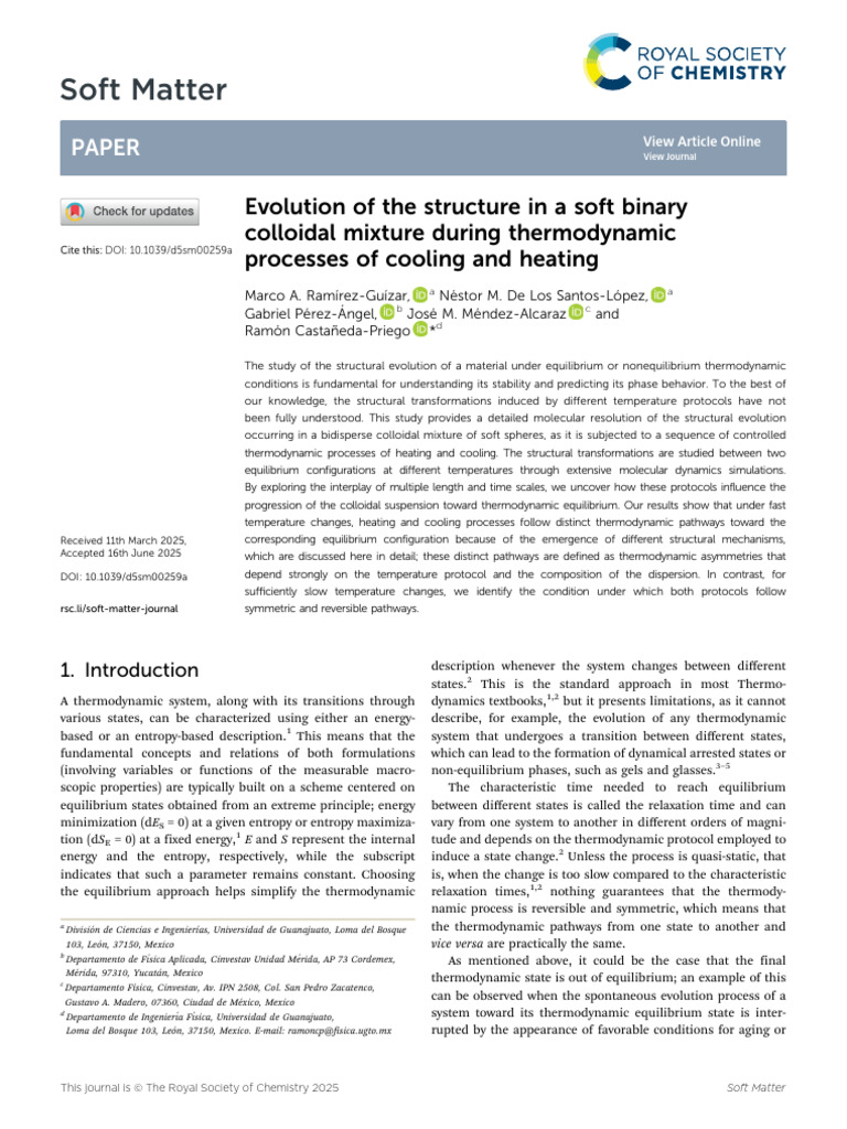 Evolution of The Structure in A Soft Binary Colloidal Mixture During Thermodynamic Processes of ...