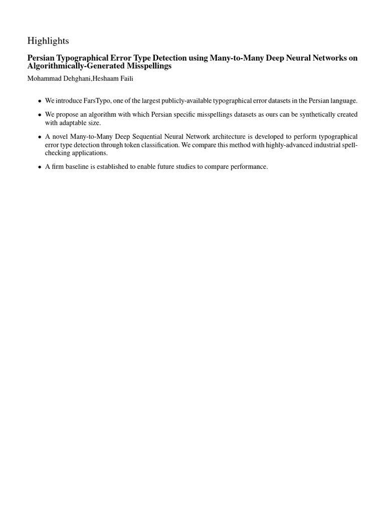 Persian Typographical Error Type Detection Using Many To 29w9sbz6 | PDF ...