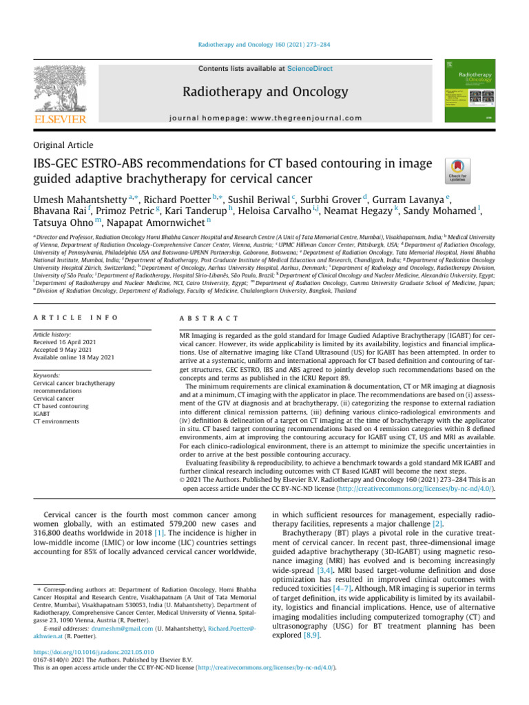 IBS-GEC ESTRO-ABS Recommendations For CT Based Contouring in Image ...