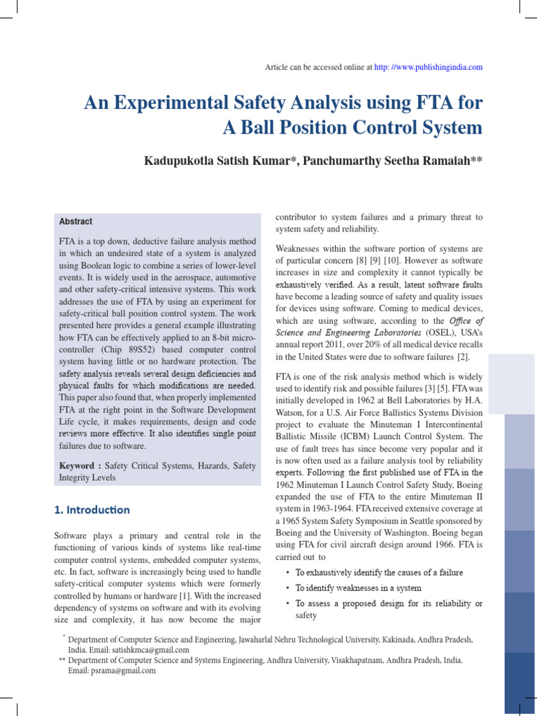 An Experimental Safety Analysis Using FT | PDF | Analog To Digital ...