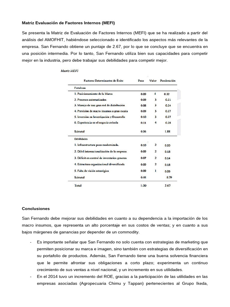 Matriz Evaluación de Factores Internos | PDF
