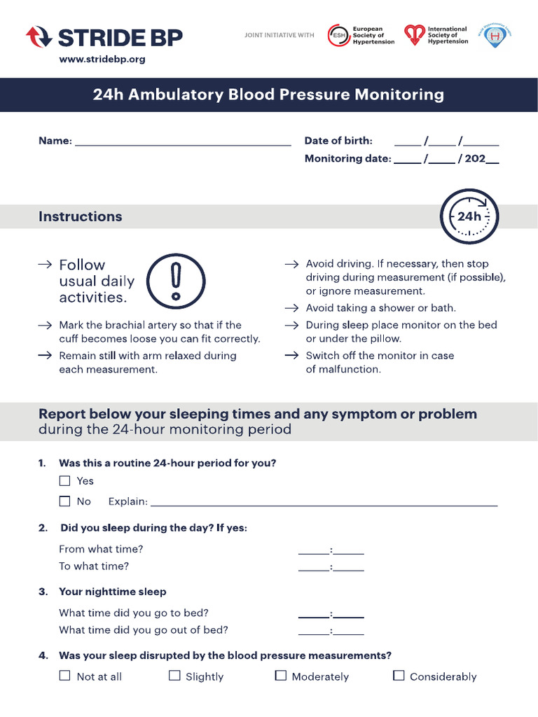 ABPM Form For Patients | PDF