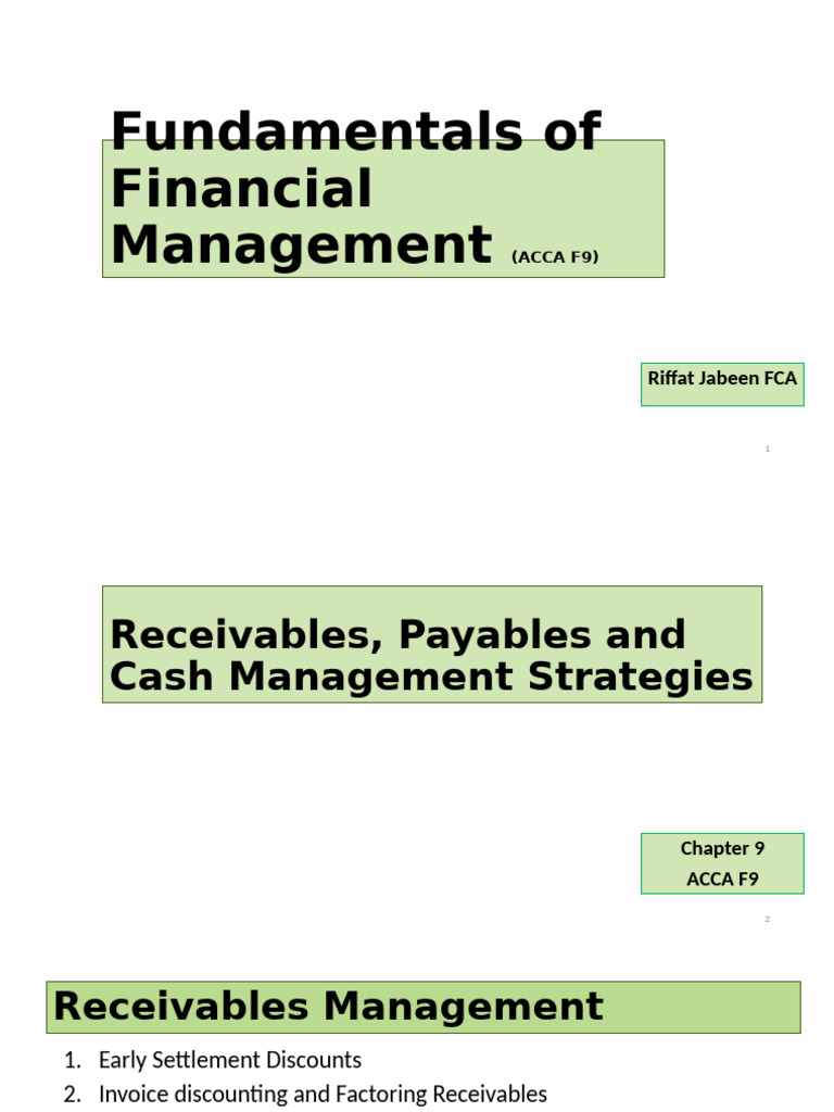 Lec 11 - Receivable, Payables and Cash MGT Strategies | PDF