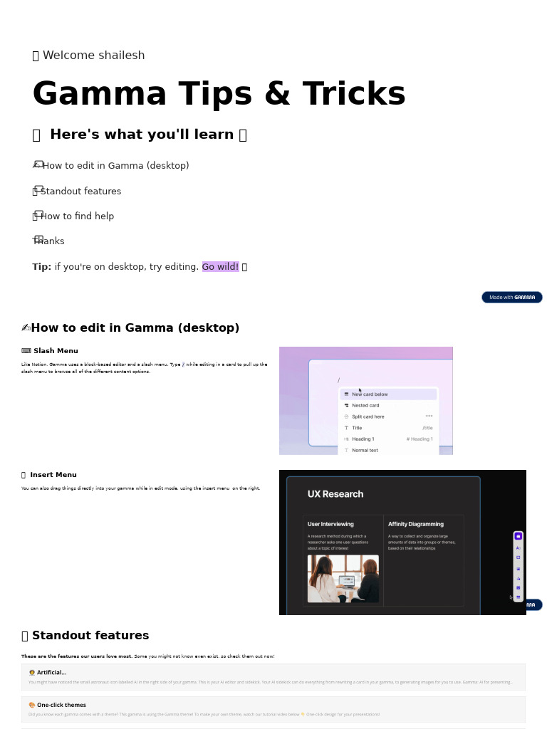 Gamma Tips and Tricks | PDF | Artificial Intelligence | Intelligence ...