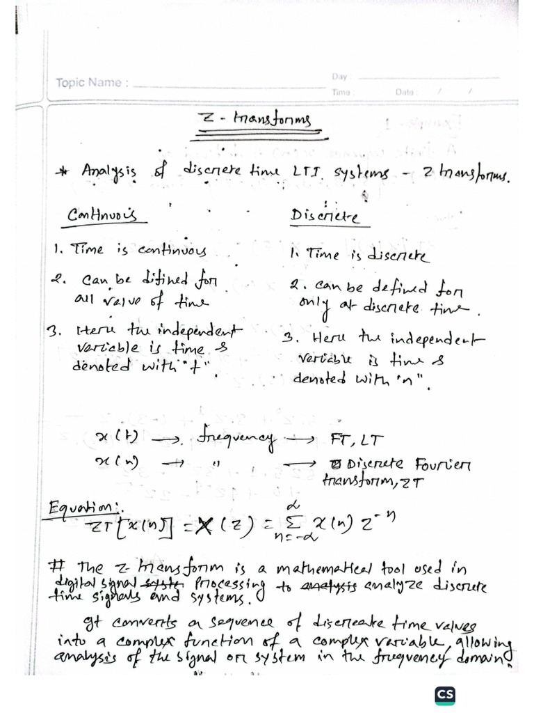 Final Lecture 2 (Z Transform) | PDF