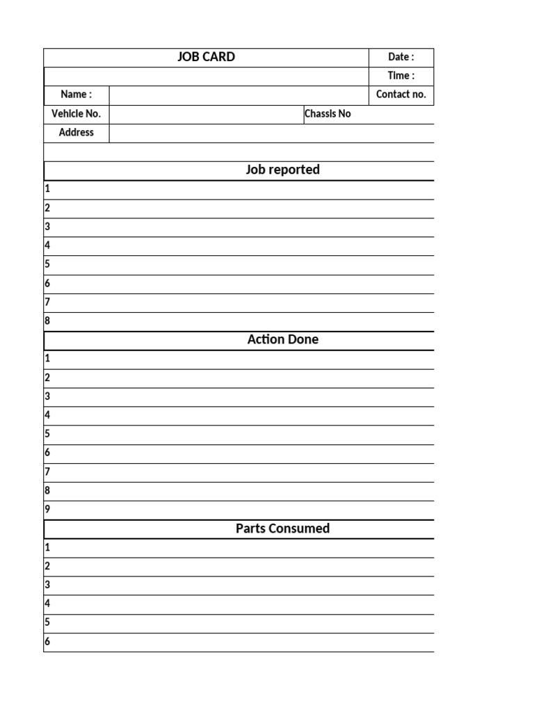 Job Card | PDF