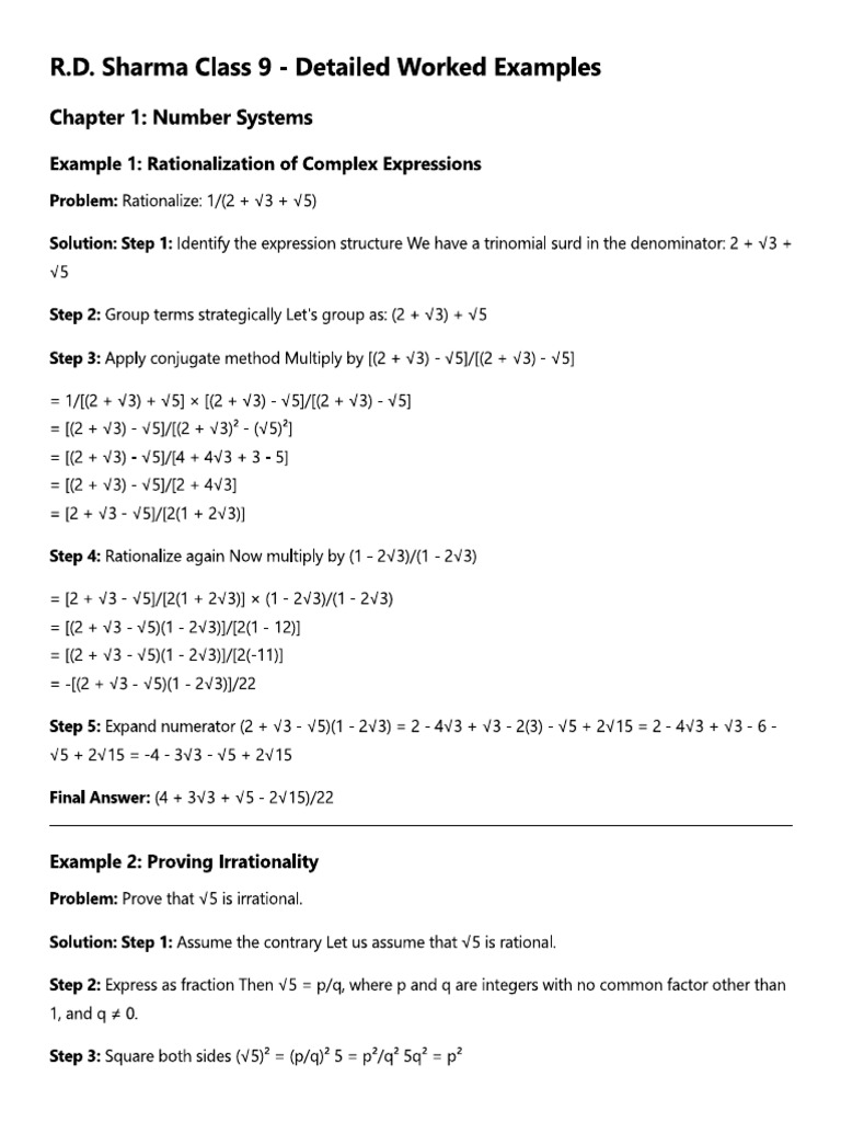RD Sharma Worked Examples | PDF