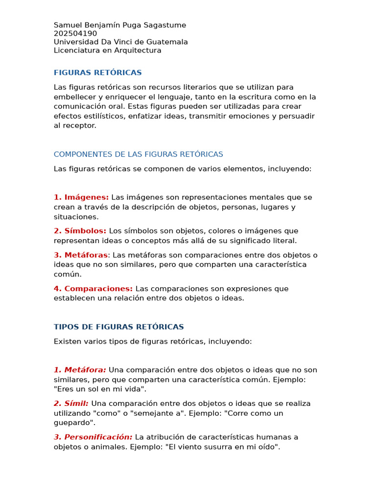Significado de las Figuras Retóricas | PDF | Metáfora | Alegoría