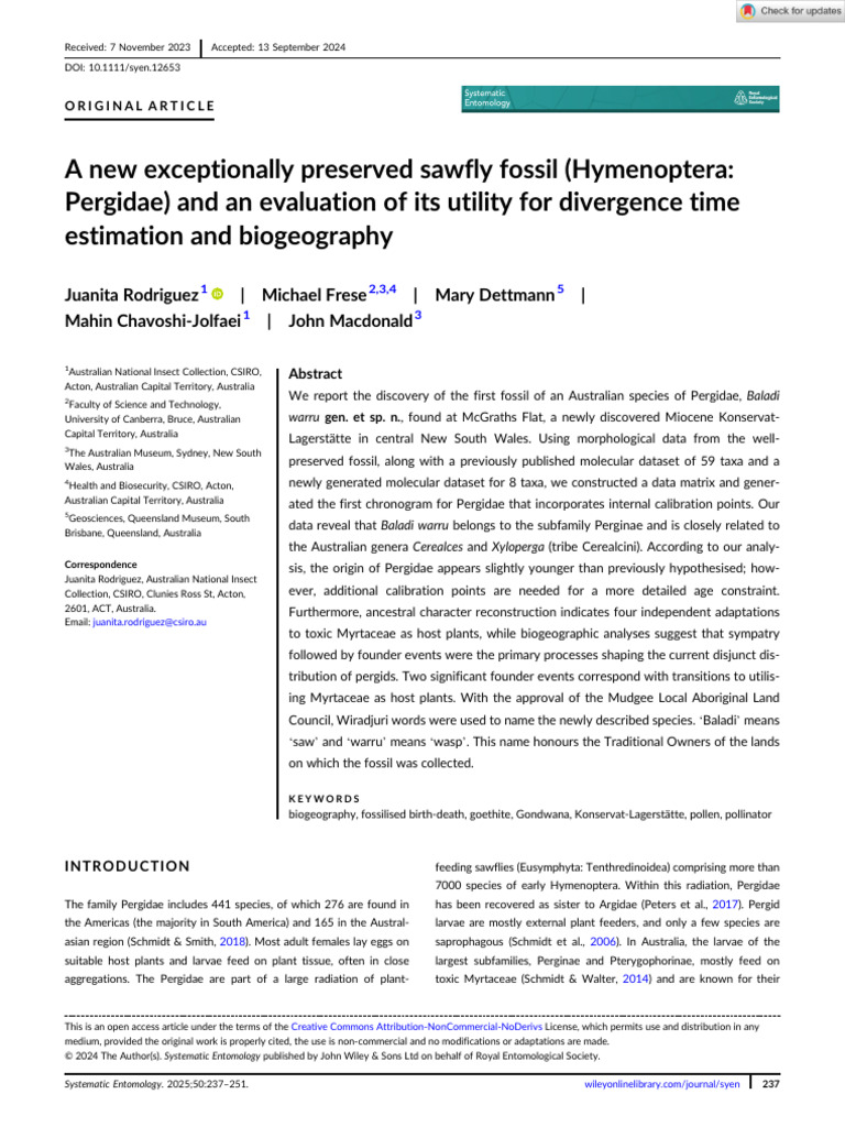 Systematic Entomology - 2024 - Rodriguez - A New Exceptionally ...
