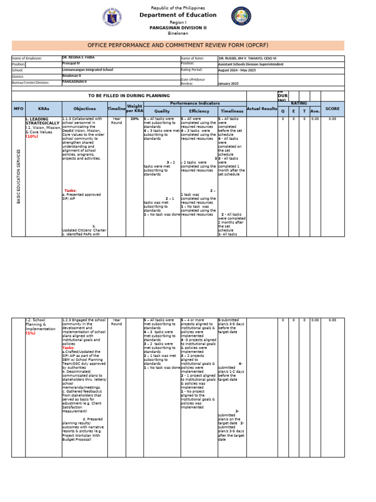Opcrf 2024 2025 Final Updated | PDF | Mentorship | Memorandum