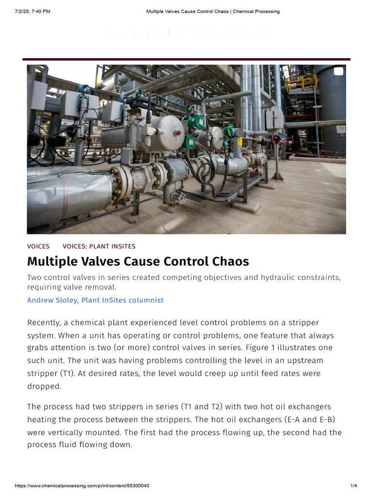 Multiple Valves Cause Control Chaos - Chemical Processing | PDF | Valve ...