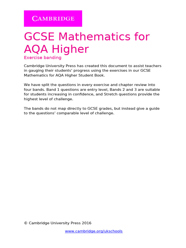 AQA GCSE Maths Exercise Banding Guide | PDF | Mathematical Objects ...