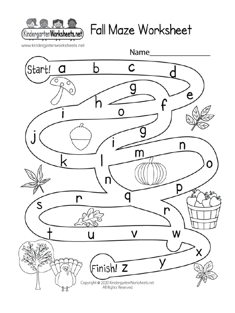 Free Printable Fall Maze Worksheet | PDF