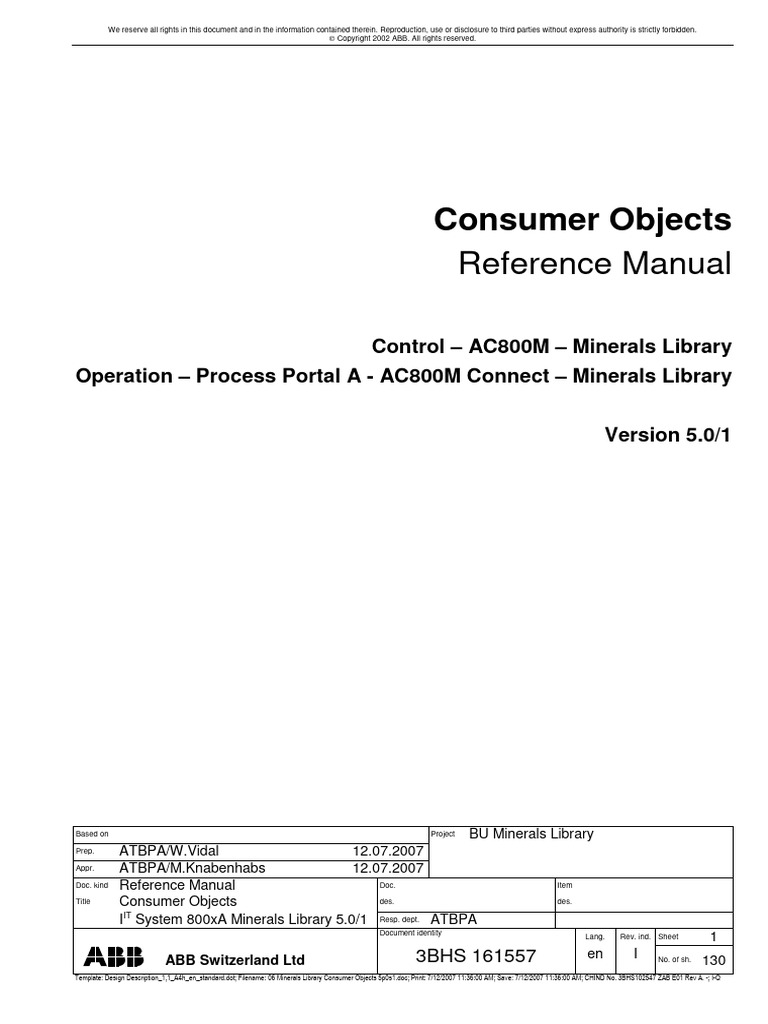 Consumer Objects Reference Manual | PDF | Switch | Electrical Engineering