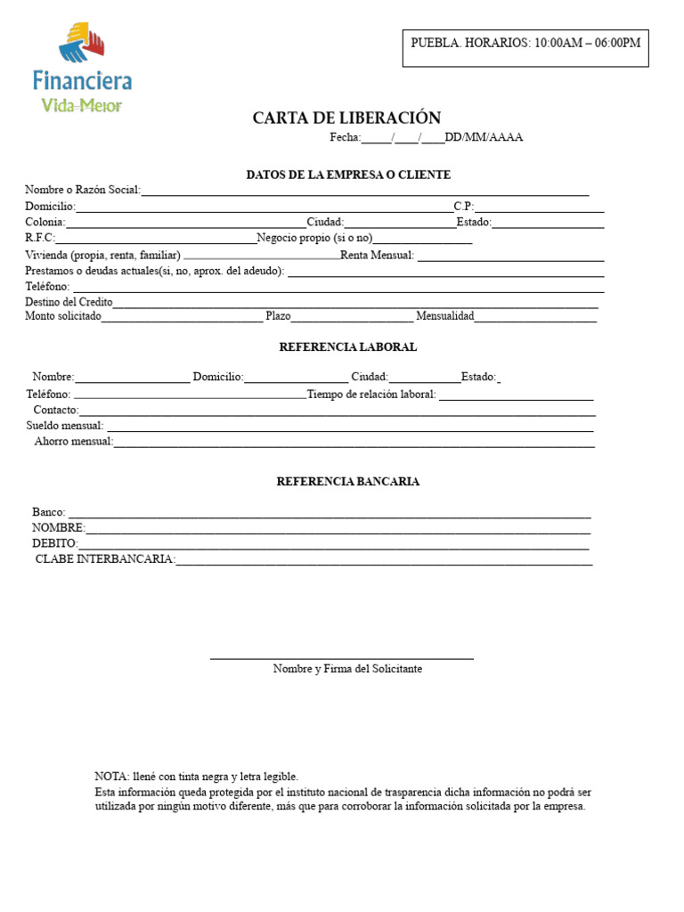 Carta de Liberación | PDF
