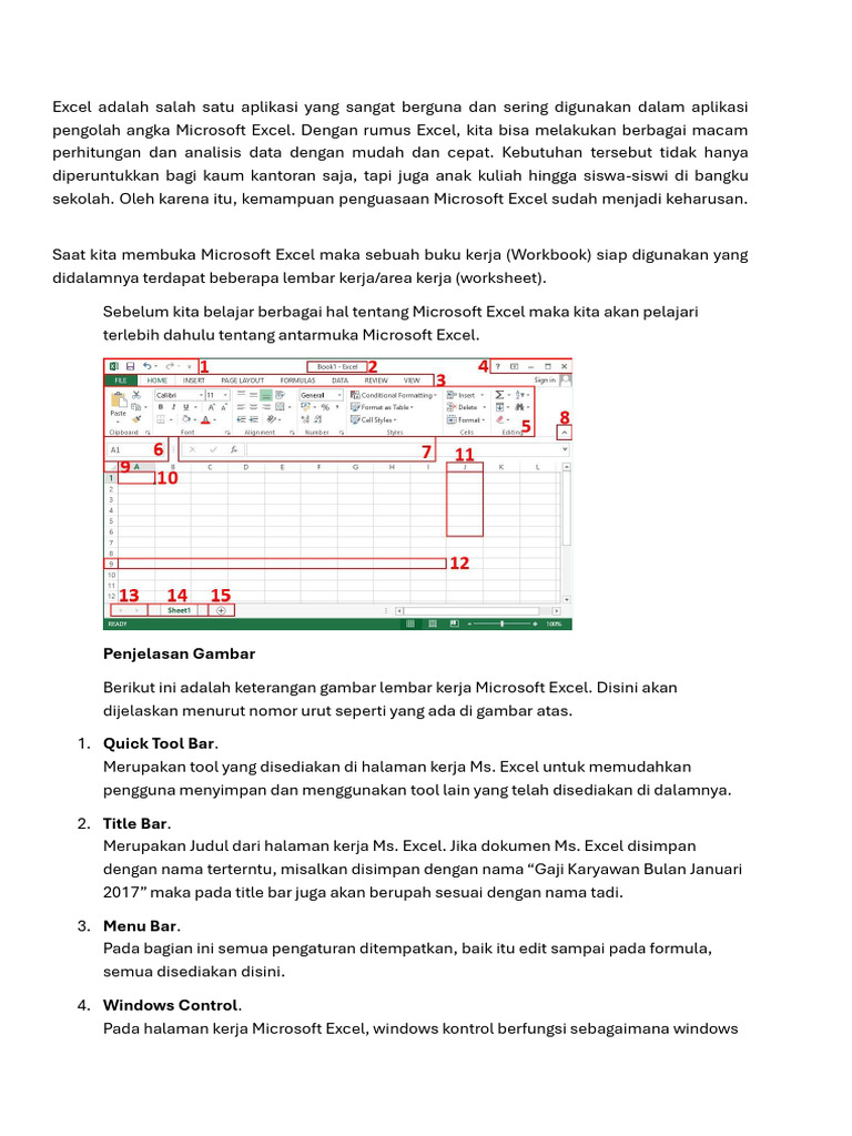 Materi Komponen Lembar Kerja Excel Dan Rumus | PDF