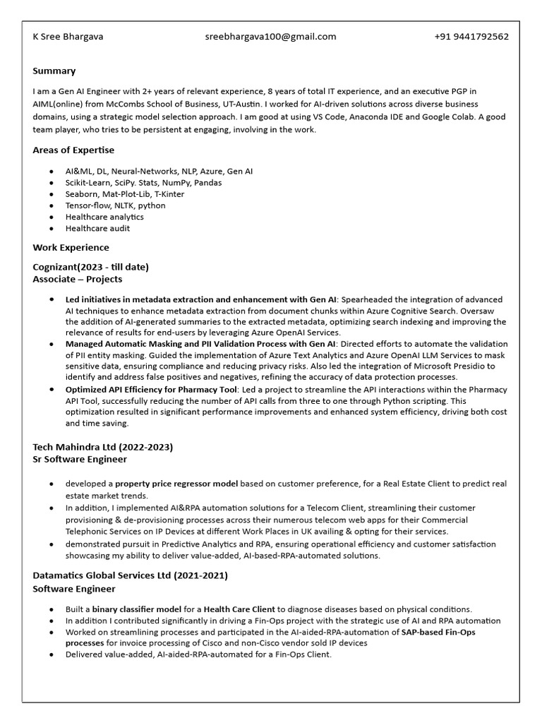 Charvi Bhargava: Gen AI Engineer Profile | PDF | Artificial ...