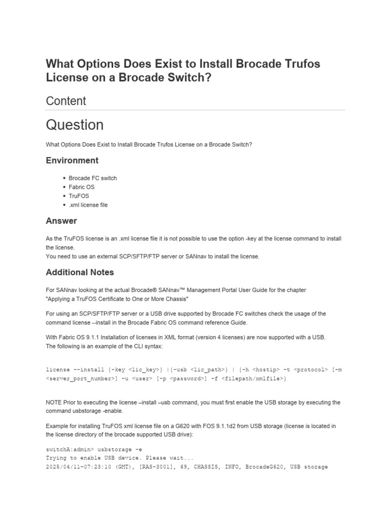 What Options Does Exist To Install Brocade Trufos License On A Brocade Switch | PDF | File ...