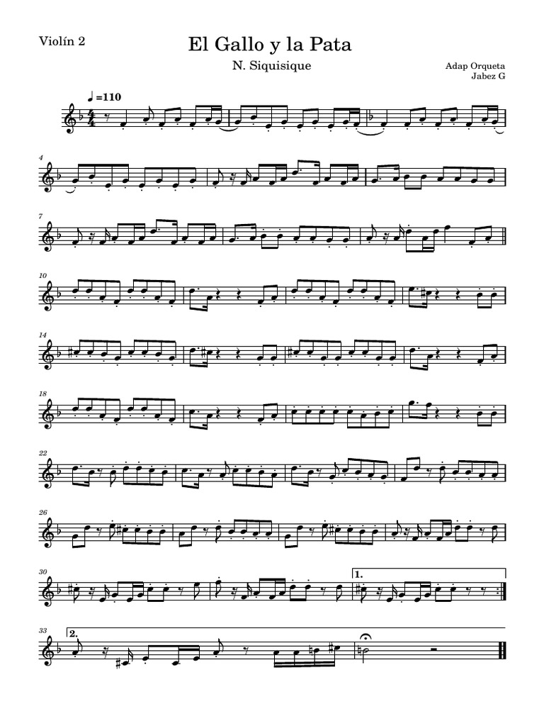 El Gallo y la Pata: Partitura y Acordes | PDF