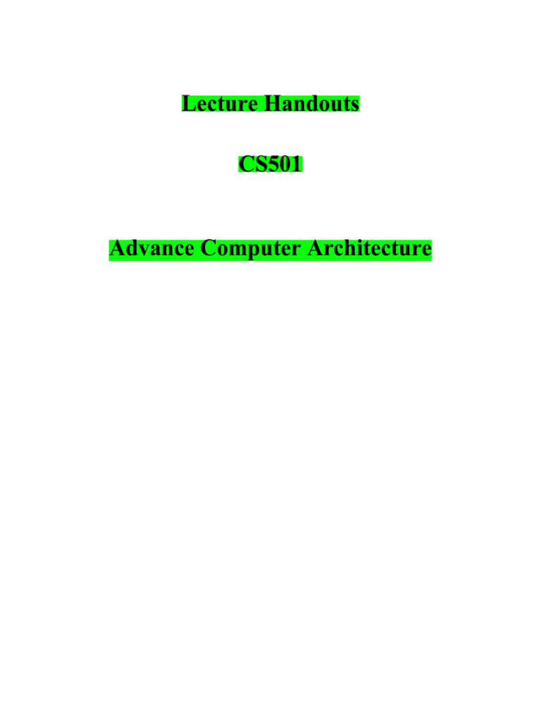 Cs501 Highlighted Handouts by Masters Lec 1 To 18-1 | PDF | Central ...