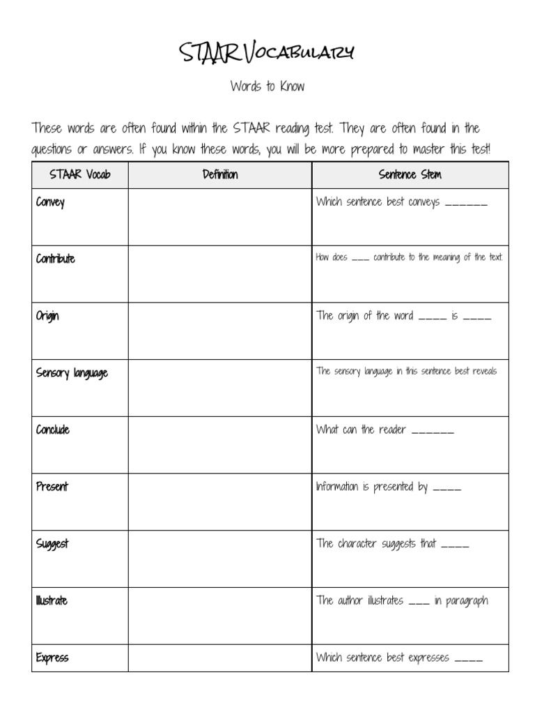 STAAR Vocabulary | PDF