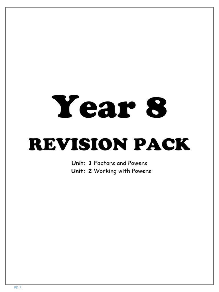 Year 8 Factors and Powers Revision Pack | PDF | Number Theory ...