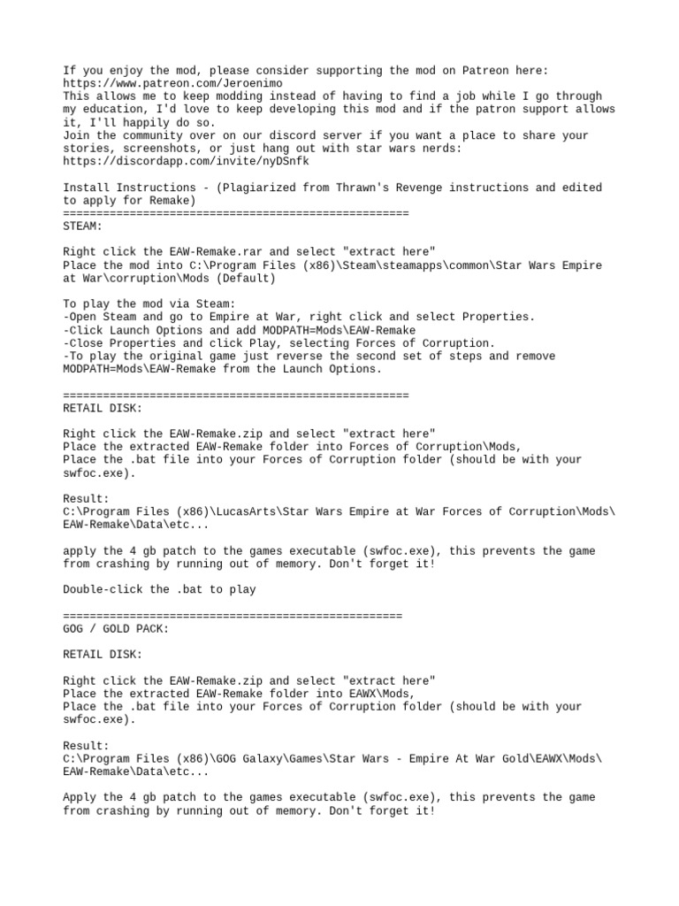 Install Instructions Discord Community Server and Patreon | PDF