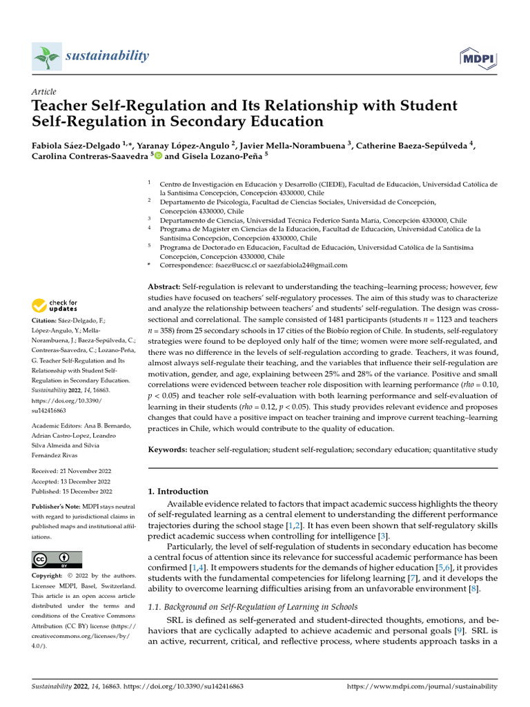 Sustainability-Teacher Self-Regulation | PDF | Statistical Analysis ...