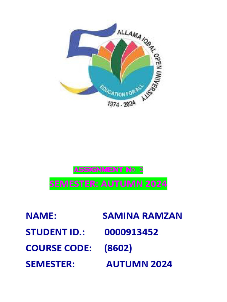Samina Ramzan 8602-2 s1 | PDF | Educational Assessment | Mode (Statistics)