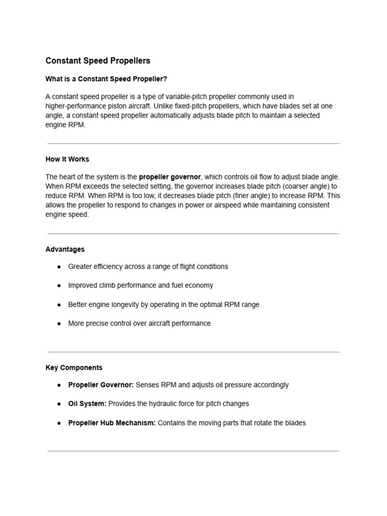 Constant Speed Propellers | PDF