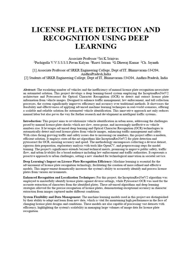 Deep Learning for License Plate Recognition | PDF | Optical Character ...